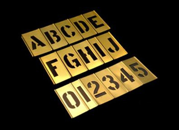 2 INCH BRASS STENCIL KIT - 92 PIECES - ALPHANUMERIC DEL Graphics, Inc.